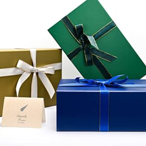 LIFELUM Gift Box 13.8 x 8.3 x 4.4 inch, Large Gift Box with Lids for Presents Ribbon,Card,Shredded Paper Filler Magnetic Closure for Thanksgiving, Holidays, Birthdays（Navy Blue）