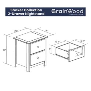 Grain Wood Furniture Shaker 2-Drawer Nightstand, Walnut