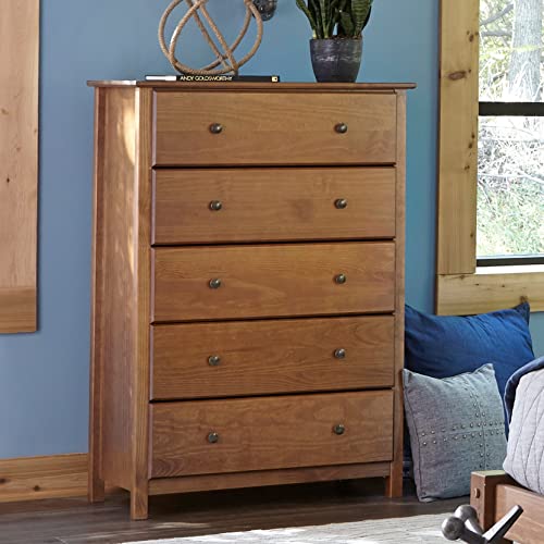 Grain Wood Furniture Shaker 5-Drawer Chest, Walnut