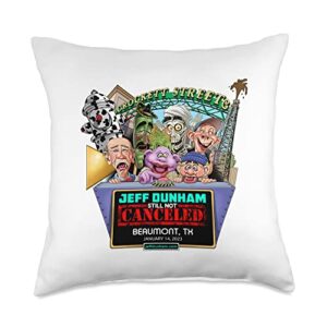 jeff dunham beaumont, tx (2023) throw pillow, 18x18, multicolor