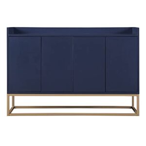 ruisisi modern sideboard cabinet wood rebound device straight-opening doors kitchen sideboard buffet storage cabinet narrow console table for entryway metal leg, navy