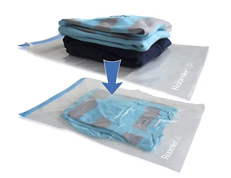 Space Saving Vacuum Storage Bags 12 Pack Vacuum Sealer Bags with Pump for Clothing, Bedding, Comforters, Blankets, Pillows with Compression Seal. Perfect for Moving and Travel.