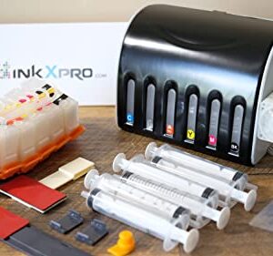 INKXPRO 312XL Empty Ink System CISS Refillable Cartridge Kit with Ink Flow Control Damper for Chipless Firmware Installed EPSON XP-15000 Printer