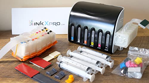 INKXPRO 312XL Empty Ink System CISS Refillable Cartridge Kit with Ink Flow Control Damper for Chipless Firmware Installed EPSON XP-15000 Printer