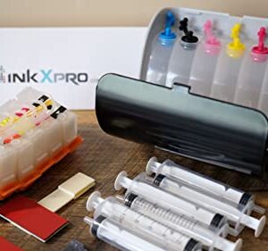 INKXPRO 312XL Empty Ink System CISS Refillable Cartridge Kit with Ink Flow Control Damper for Chipless Firmware Installed EPSON XP-15000 Printer