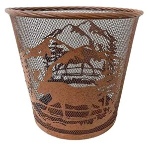 amajy rustic moose forest metal waste basket in rustic style brown metal mesh trash can