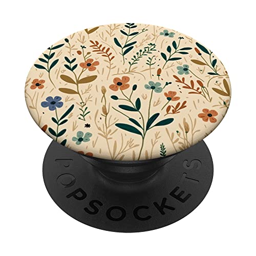 Cute Wildflowers Beige Floral Pattern PopSockets Swappable PopGrip