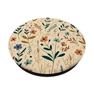 Cute Wildflowers Beige Floral Pattern PopSockets Swappable PopGrip