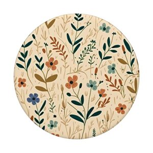 Cute Wildflowers Beige Floral Pattern PopSockets Swappable PopGrip