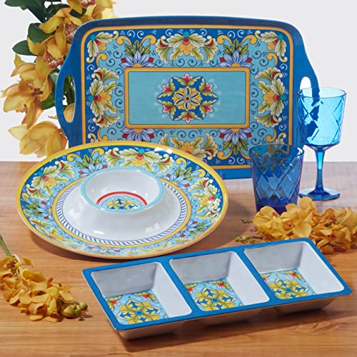 Certified International Palermo Melamine Platter Set, Multicolor, Large, 2 Piece