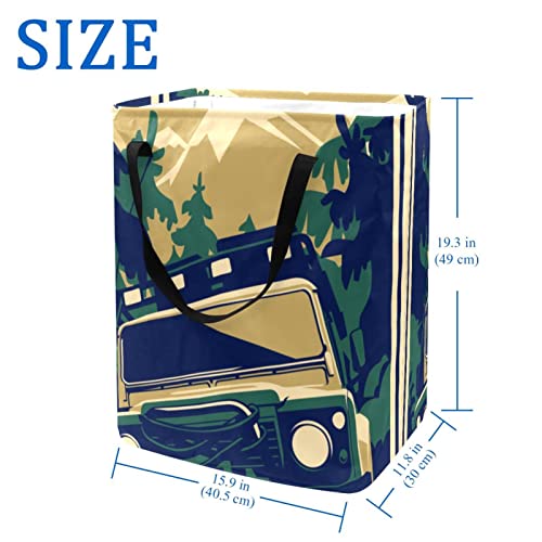 Pop Car Poster Print Collapsible Laundry Hamper, 60L Waterproof Laundry Baskets Washing Bin Clothes Toys Storage for Dorm Bathroom Bedroom