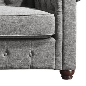 Rosevera Genevieve Upholstered Fine Polyester Collection Tufted Loveseat Couch, Contemporary Chesterfield Armrest,Sectional Sofa for Living Room Apartment, 2SEAT, Gray 2SEAT