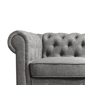 Rosevera Genevieve Upholstered Fine Polyester Collection Tufted Loveseat Couch, Contemporary Chesterfield Armrest,Sectional Sofa for Living Room Apartment, 2SEAT, Gray 2SEAT