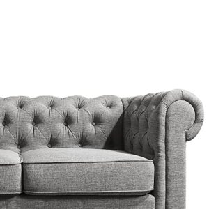 Rosevera Genevieve Upholstered Fine Polyester Collection Tufted Loveseat Couch, Contemporary Chesterfield Armrest,Sectional Sofa for Living Room Apartment, 2SEAT, Gray 2SEAT