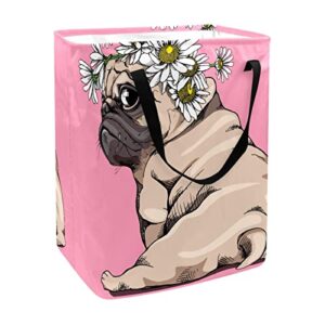 garland bulldog print collapsible laundry hamper, 60l waterproof laundry baskets washing bin clothes toys storage for dorm bathroom bedroom