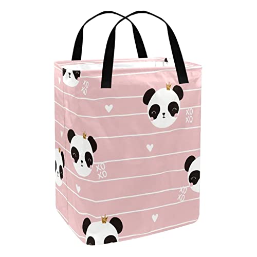 Crown Panda Print Collapsible Laundry Hamper, 60L Waterproof Laundry Baskets Washing Bin Clothes Toys Storage for Dorm Bathroom Bedroom