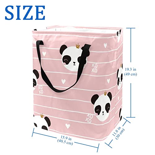 Crown Panda Print Collapsible Laundry Hamper, 60L Waterproof Laundry Baskets Washing Bin Clothes Toys Storage for Dorm Bathroom Bedroom