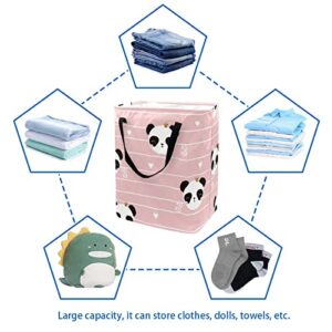 Crown Panda Print Collapsible Laundry Hamper, 60L Waterproof Laundry Baskets Washing Bin Clothes Toys Storage for Dorm Bathroom Bedroom