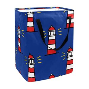 lighthouse doodle pattern print collapsible laundry hamper, 60l waterproof laundry baskets washing bin clothes toys storage for dorm bathroom bedroom