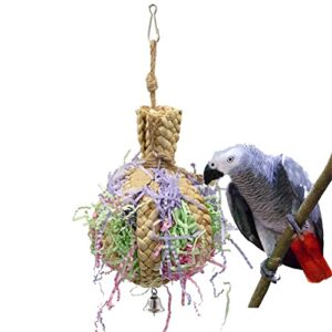 Leefasy Parrot Chewing Toy, Hanging Foraging Shredder Toy, Parrot Nest Suitable for A Wide Variety of Small Parrots and Birds