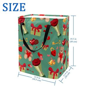 Gifts of Bear Flowers Print Collapsible Laundry Hamper, 60L Waterproof Laundry Baskets Washing Bin Clothes Toys Storage for Dorm Bathroom Bedroom