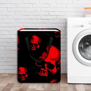 Haloween Scary Skull Print Collapsible Laundry Hamper, 60L Waterproof Laundry Baskets Washing Bin Clothes Toys Storage for Dorm Bathroom Bedroom