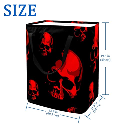 Haloween Scary Skull Print Collapsible Laundry Hamper, 60L Waterproof Laundry Baskets Washing Bin Clothes Toys Storage for Dorm Bathroom Bedroom