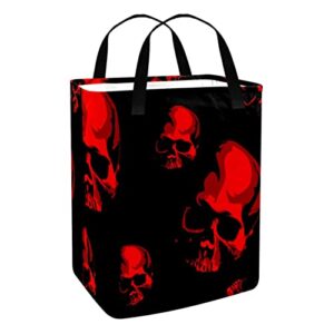 Haloween Scary Skull Print Collapsible Laundry Hamper, 60L Waterproof Laundry Baskets Washing Bin Clothes Toys Storage for Dorm Bathroom Bedroom