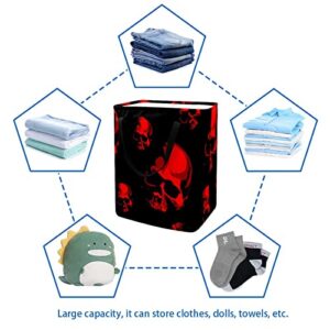 Haloween Scary Skull Print Collapsible Laundry Hamper, 60L Waterproof Laundry Baskets Washing Bin Clothes Toys Storage for Dorm Bathroom Bedroom