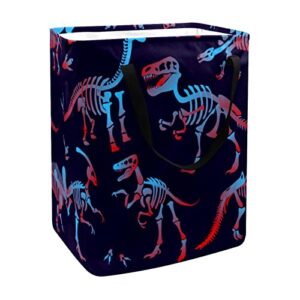 dinosaur skeletons bone print collapsible laundry hamper, 60l waterproof laundry baskets washing bin clothes toys storage for dorm bathroom bedroom