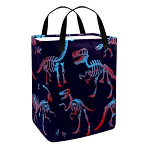 Dinosaur Skeletons Bone Print Collapsible Laundry Hamper, 60L Waterproof Laundry Baskets Washing Bin Clothes Toys Storage for Dorm Bathroom Bedroom