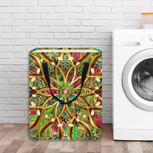 Ladybugs and Mandalas Print Collapsible Laundry Hamper, 60L Waterproof Laundry Baskets Washing Bin Clothes Toys Storage for Dorm Bathroom Bedroom