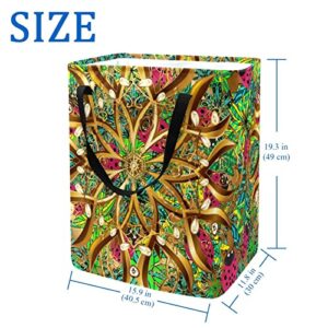 Ladybugs and Mandalas Print Collapsible Laundry Hamper, 60L Waterproof Laundry Baskets Washing Bin Clothes Toys Storage for Dorm Bathroom Bedroom