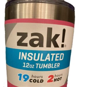 Zak! Designs 12oz Double Wall Stainless Steel Tumbler, Pink