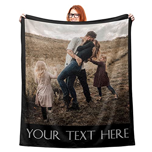 Custom Blanket With Photo Text Personalized Throw Blanket Customized Picture Blanket For Baby Mother Father Adult Friends Lovers Dog Pets Personalized Gift Flannel Blanket Birthday Halloween Christmas