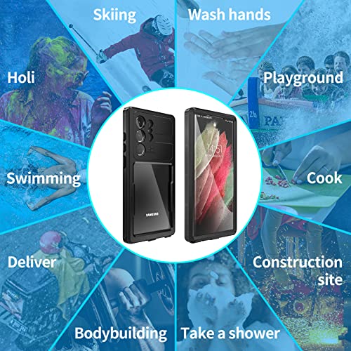 SECONDNUOR for Samsung Galaxy S23 Ultra Case Waterproof,Built-in Lens & Screen Protector [[360°Full Body Protection]] Full-Body Heavy Duty Shockproof Case for Galaxy S23 Ultra 5G 6.8”-(Black)