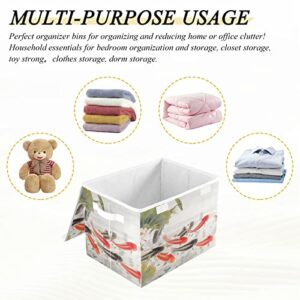 RunningBear Asian Ink Fish Large Storage Bins with Lid Collapsible Storage Bin Closet Storage Bins Foldable Storage Bins for Living Room Car