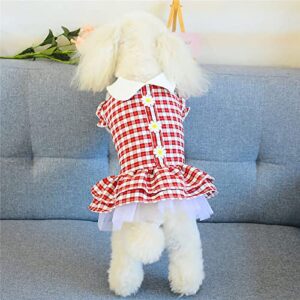 Dog Clothes for Large Dogs Girl Dress Fashion Cute Pet Print Skirt Breathable Summer Comfortable Puppy Girl Dog Shirts for Small Dogs (Small, Red)