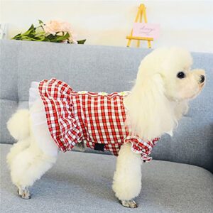 Dog Clothes for Large Dogs Girl Dress Fashion Cute Pet Print Skirt Breathable Summer Comfortable Puppy Girl Dog Shirts for Small Dogs (Small, Red)