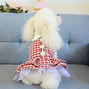 Dog Clothes for Large Dogs Girl Dress Fashion Cute Pet Print Skirt Breathable Summer Comfortable Puppy Girl Dog Shirts for Small Dogs (Small, Red)