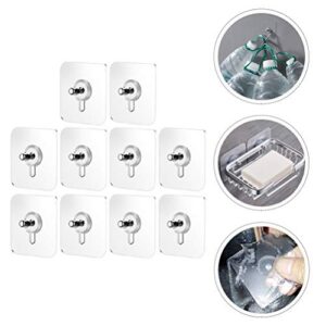 Cabilock Shower Curtain Hooks Shower Curtain Hooks Wall Hooks 10pcs Adhesive Hooks Self-Adhesive Hooks Adhesive Pads Wall Screw Stickers Shower Curtain Hooks Wall Hooks Wall Hooks