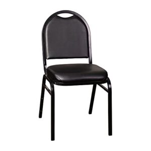 flash furniture hercules commercial grade 500 lb. capacity dome back stack chair - black vinyl upholstery - black metal frame - built-in handle