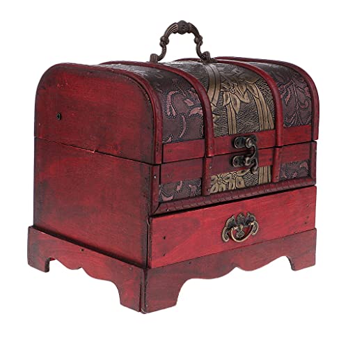 LDCHNH Portable Vintage Style Wooden Organizer Box Trinket Case Chest Travel Case Boxes