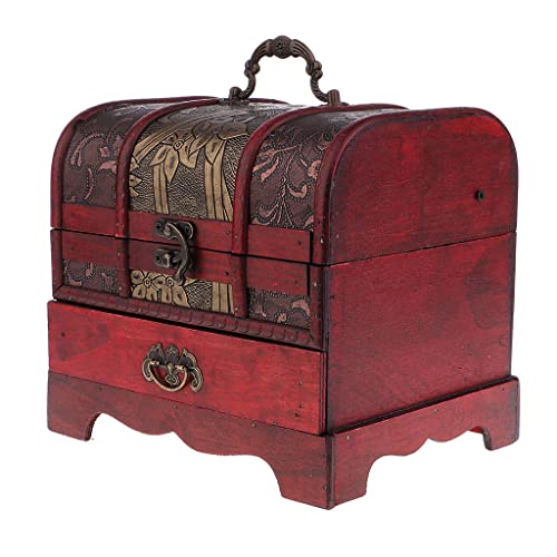 LDCHNH Portable Vintage Style Wooden Organizer Box Trinket Case Chest Travel Case Boxes