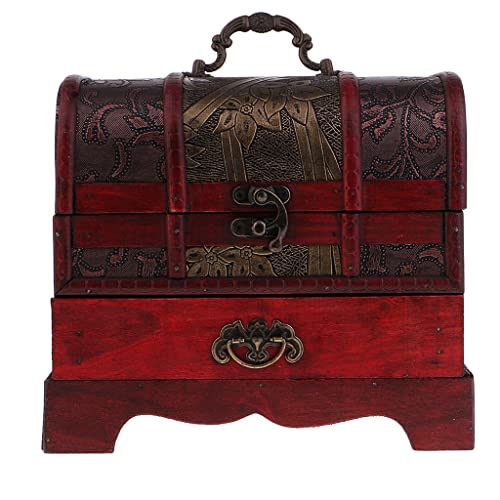 LDCHNH Portable Vintage Style Wooden Organizer Box Trinket Case Chest Travel Case Boxes