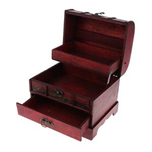 LDCHNH Portable Vintage Style Wooden Organizer Box Trinket Case Chest Travel Case Boxes