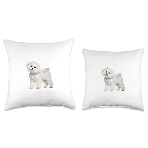 Cute Bichon Frise Throw Pillow, 16x16, Multicolor