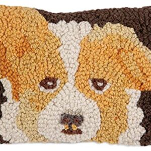 Chandler 4 Corners Artist-Designed Corgi Puppy Hand-Hooked Wool Decorative Throw Pillow (8” x 12”) Dog Pillow for Couches & Beds - Easy Care & Low Maintenance Pillow - Welsh Corgi Throw Pillow