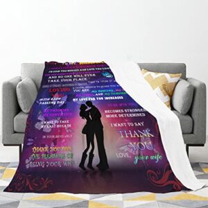 Valentine's Day to My Husband Gifts Blanket Soft Fleece Throw Blanket Cozy Fuzzy Warm Flannel Blankets for Women Men for Couch Bed Sofa All Season Gift