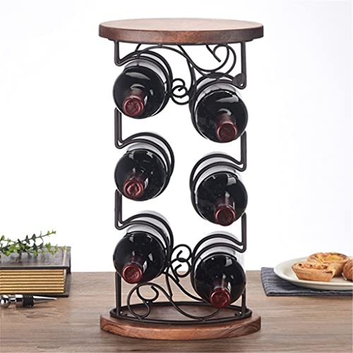 DLOETT Metal Barrel Wine Bottle Rack Decorative Wooden Bracket Wine Rack Home Wine Utensils bar Counter